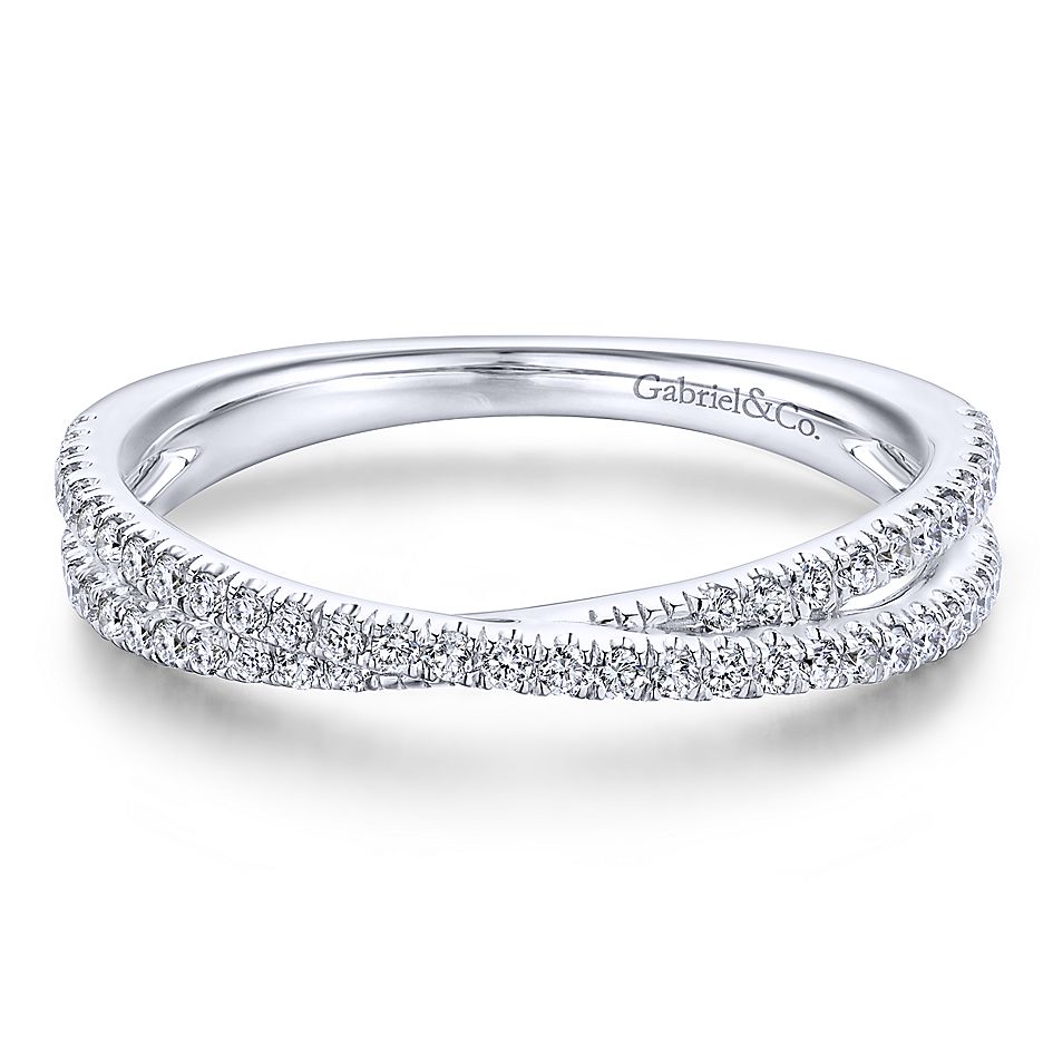 14k Gold Criss Cross Diamond Stackable Wedding Band Dallas